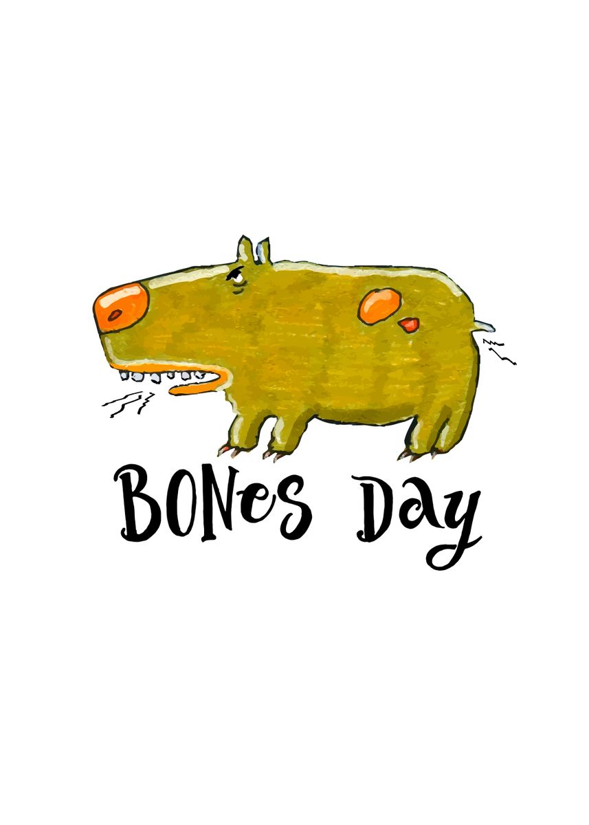 'Bones Day ' Poster, picture, metal print, paint by BlackLineWhite Art ...