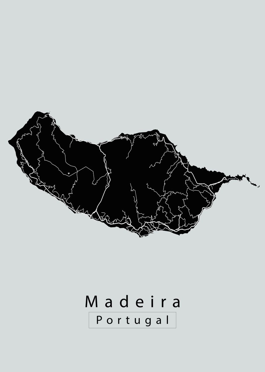 'Madeira Island Map' Poster, picture, metal print, paint by Robin ...