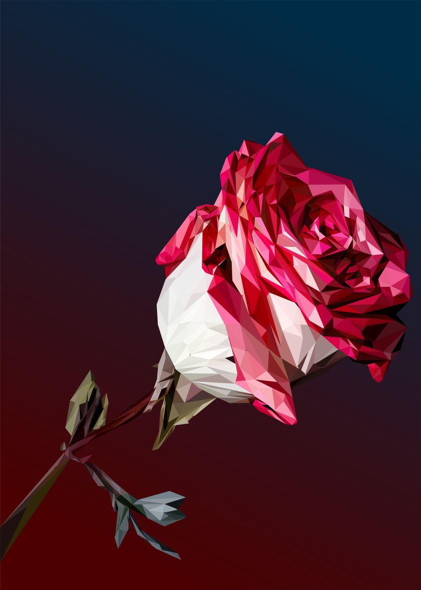 'rose flower' Poster by Lowpoly Posters | Displate