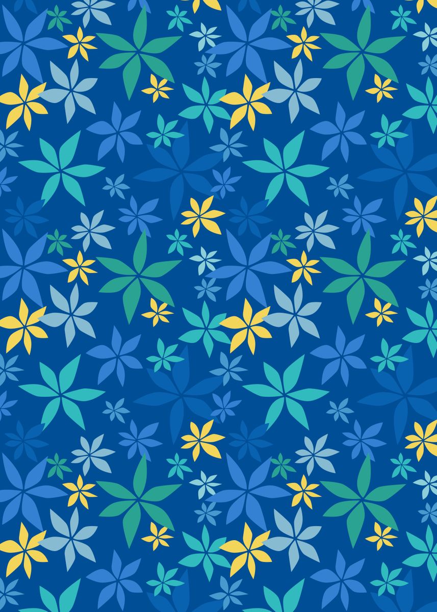 'Blue Floral Pattern' Poster, picture, metal print, paint by Miriam ...