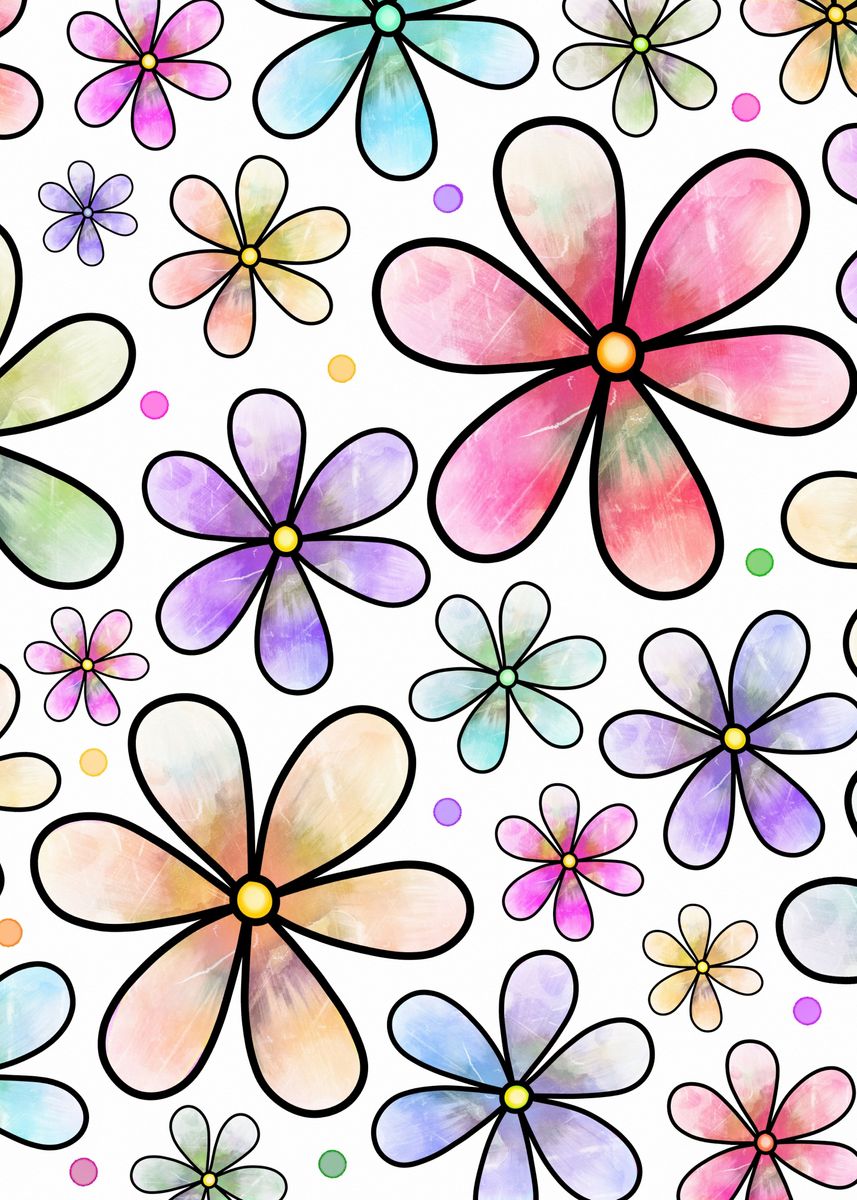 'Doodle Daisy Flower 11' Poster by Aloke Design | Displate