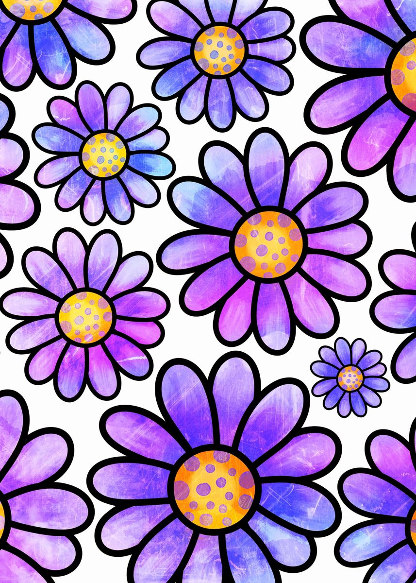 'Doodle Daisy Flower 15' Poster by Aloke Design | Displate