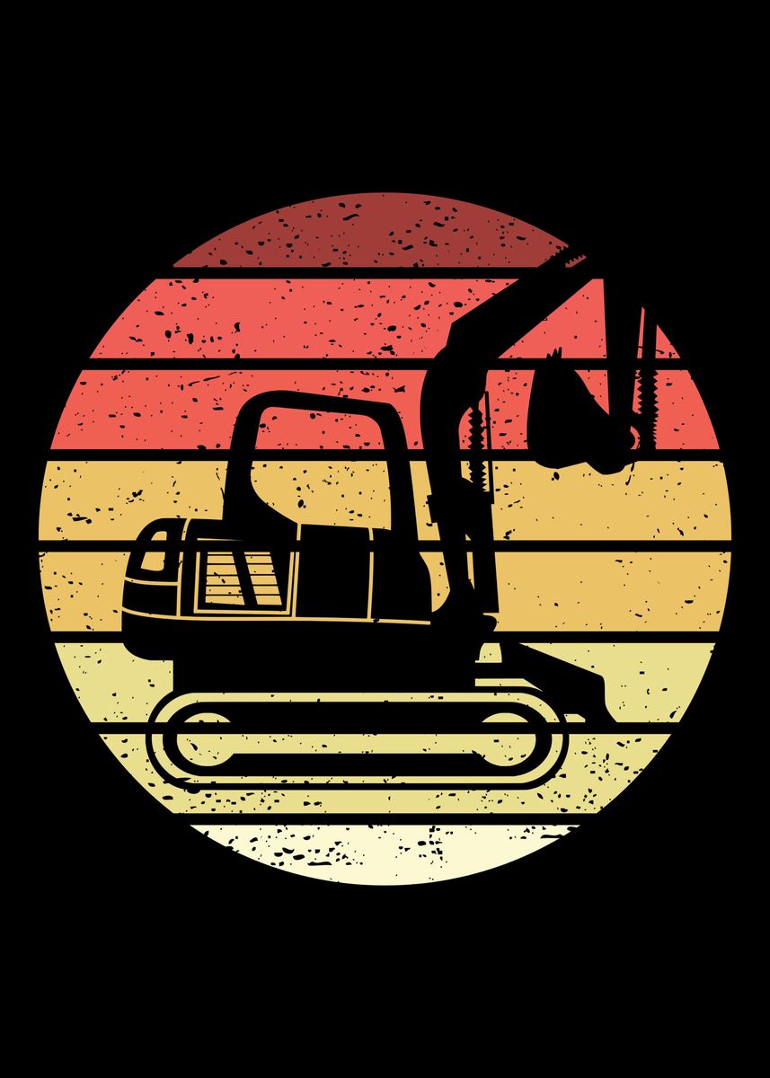 'Excavator Retro Vintage' Poster by royalsigns | Displate
