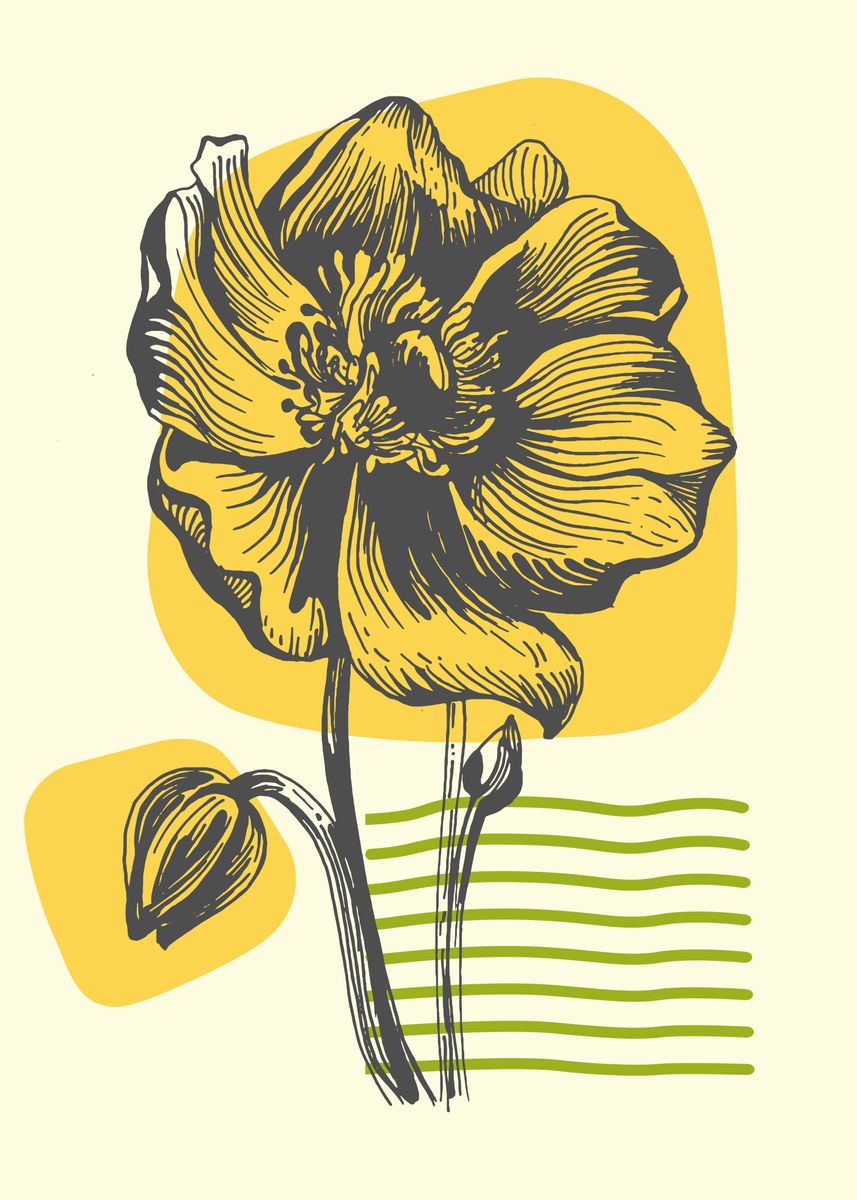 'Nordic sunflower minimal' Poster by Samira Yanushkova | Displate