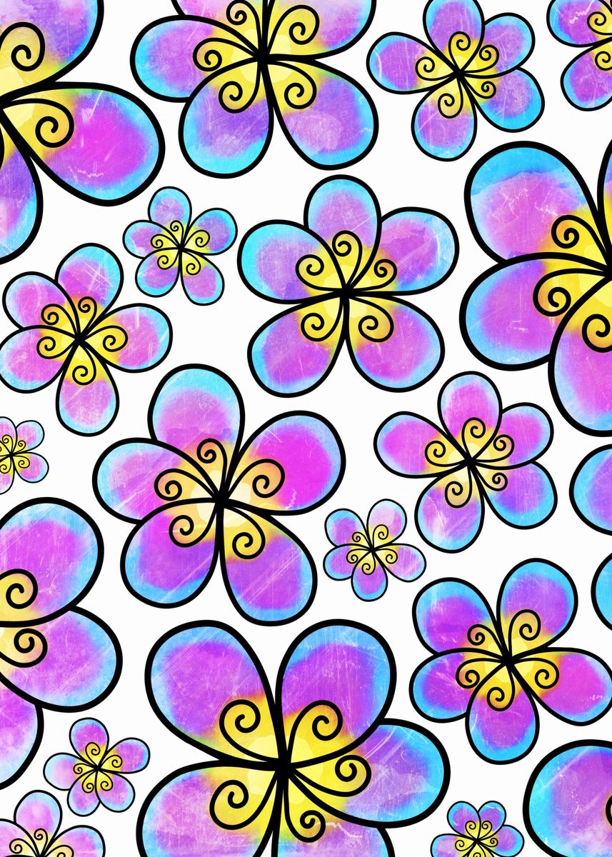 'Doodle Daisy Flower 23' Poster by Aloke Design | Displate