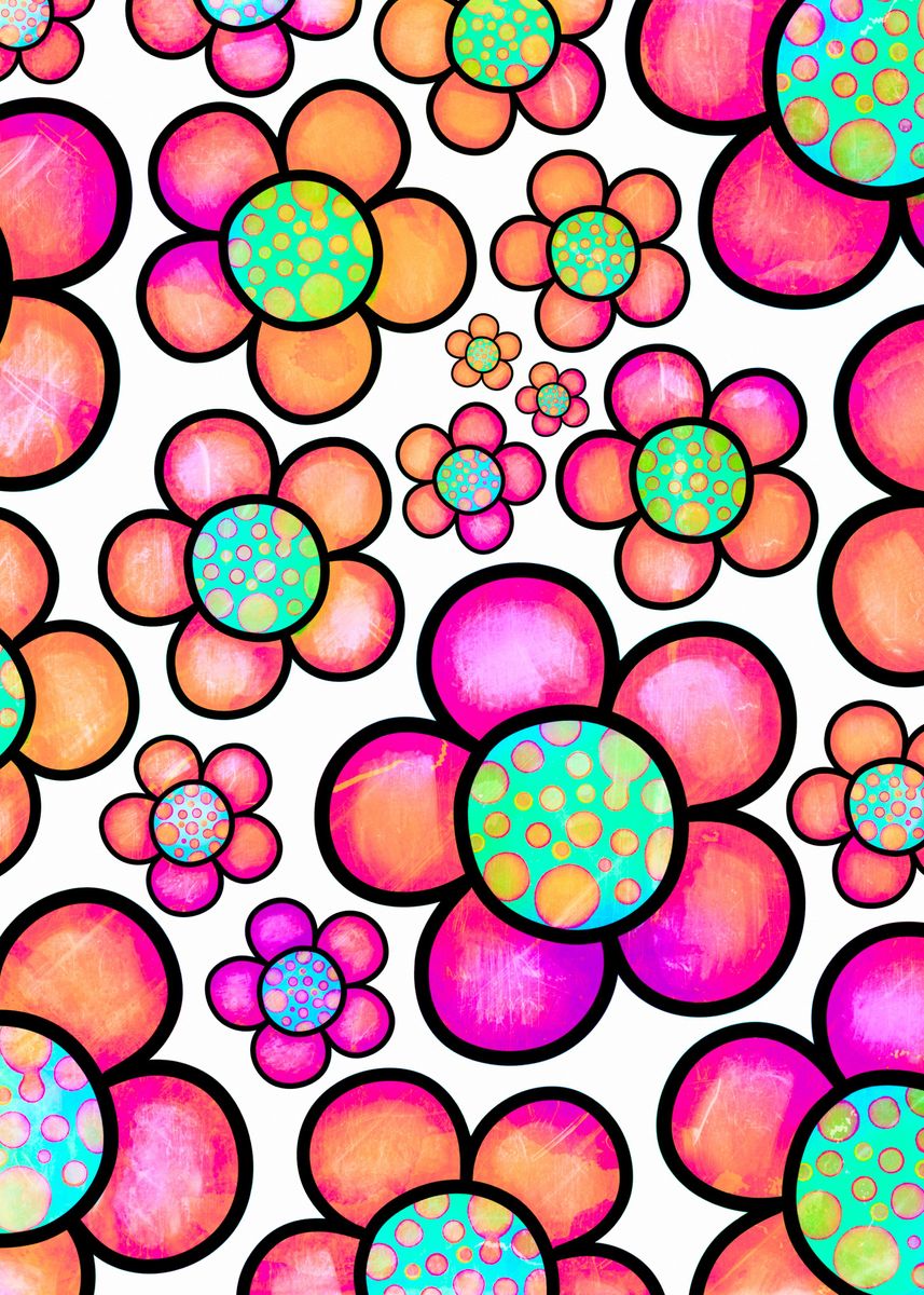 'Doodle Daisy Flower 21' Poster by Aloke Design | Displate