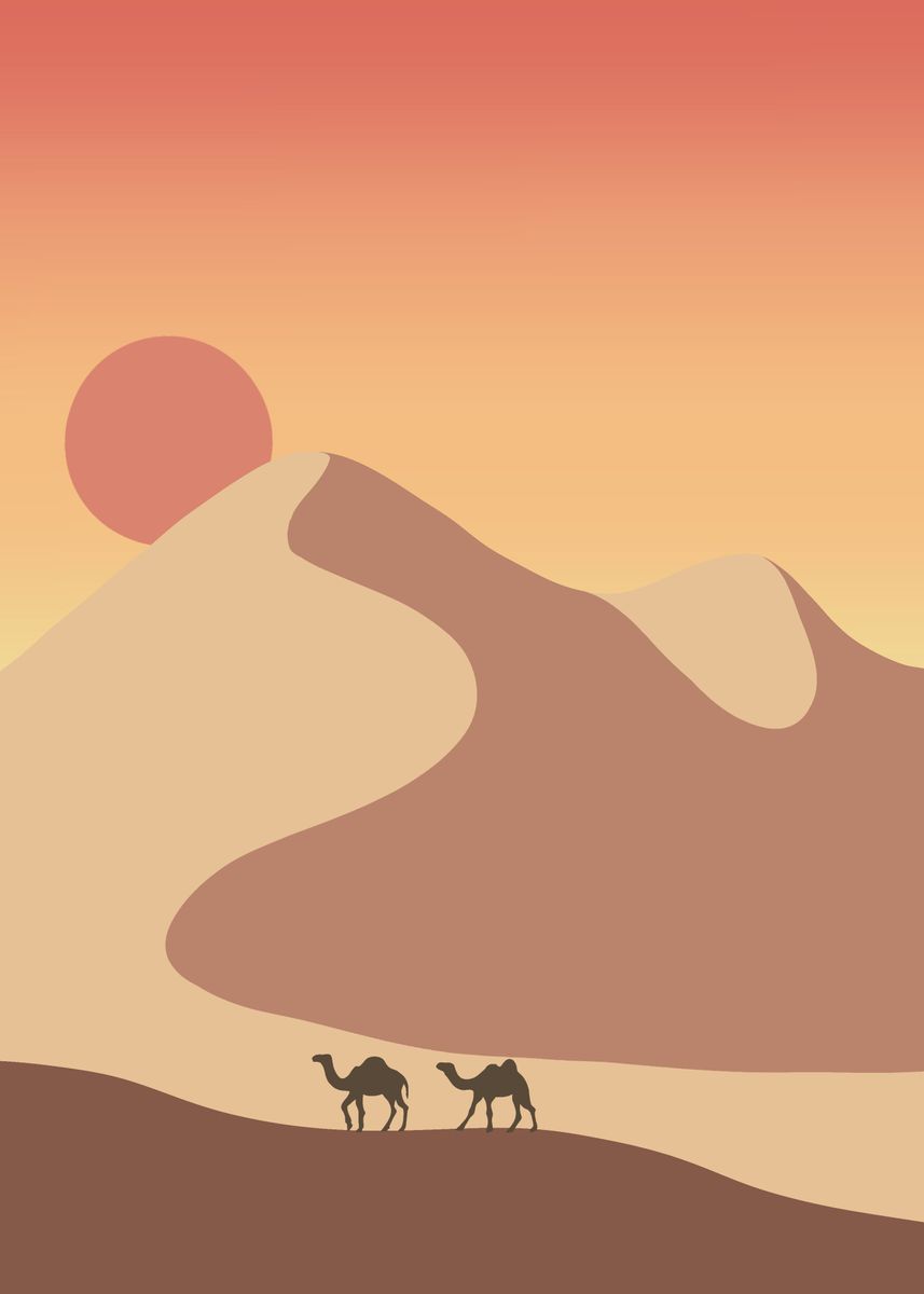 'Calm Desert Illustration ' Poster, picture, metal print, paint by ...