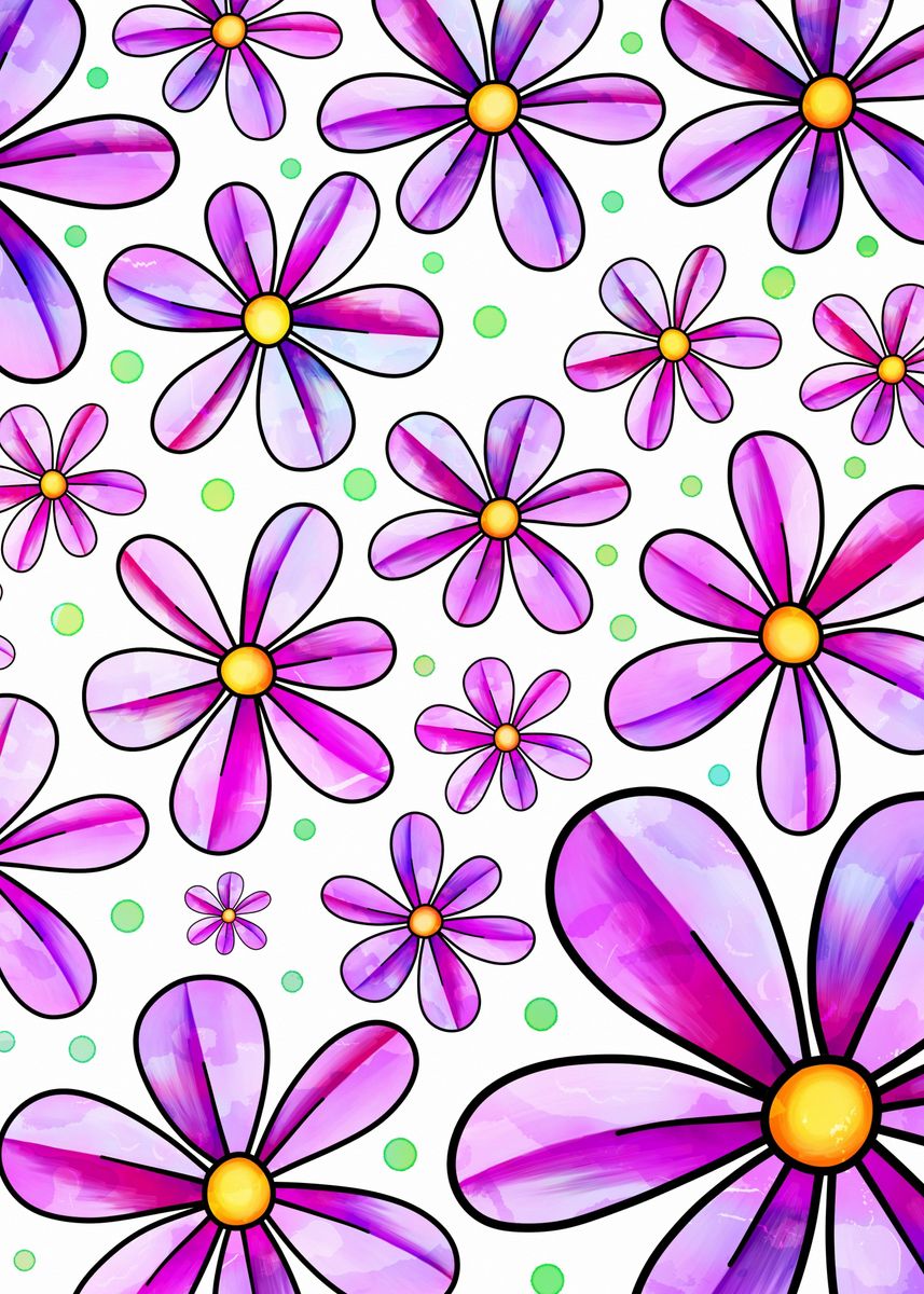 'Doodle Daisy Flower 12' Poster by Aloke Design | Displate