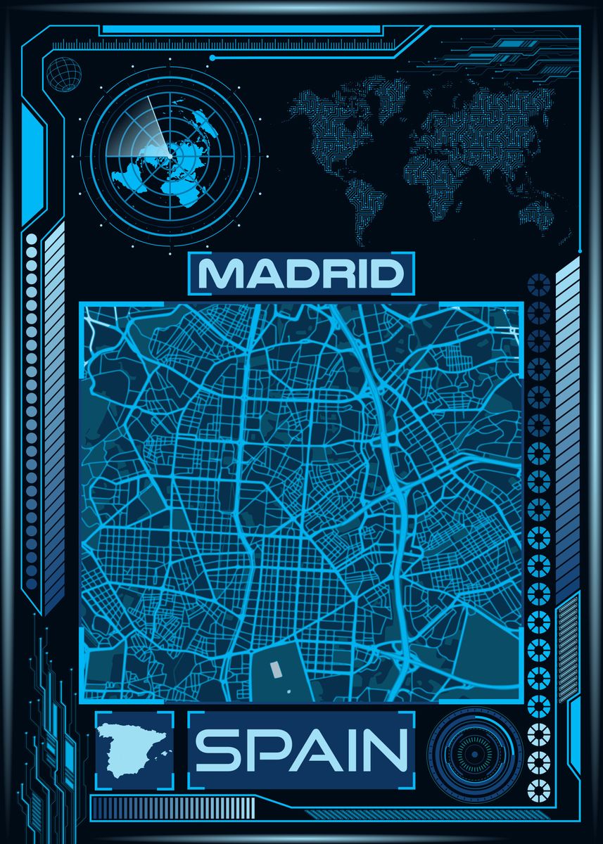 'MADRID MAP SPAIN' Poster by Artistic Paradigms | Displate