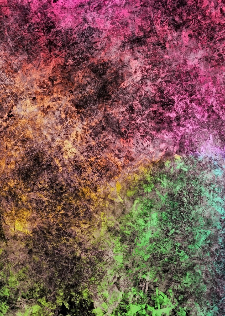 'Pastel Rainbow Grunge 09' Poster, picture, metal print, paint by Aloke ...