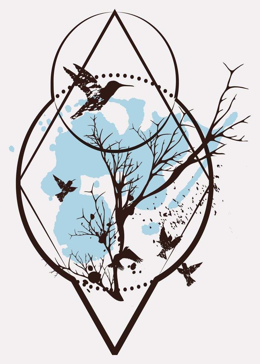 'Boho bird tree' Poster by Bombdesign | Displate
