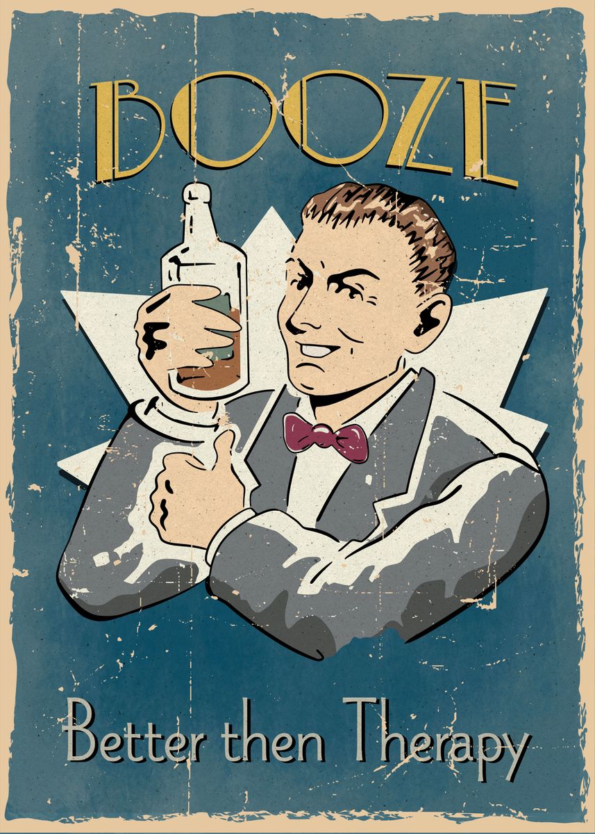 'Booze vintage posters' Poster, picture, metal print, paint by Mild pic ...