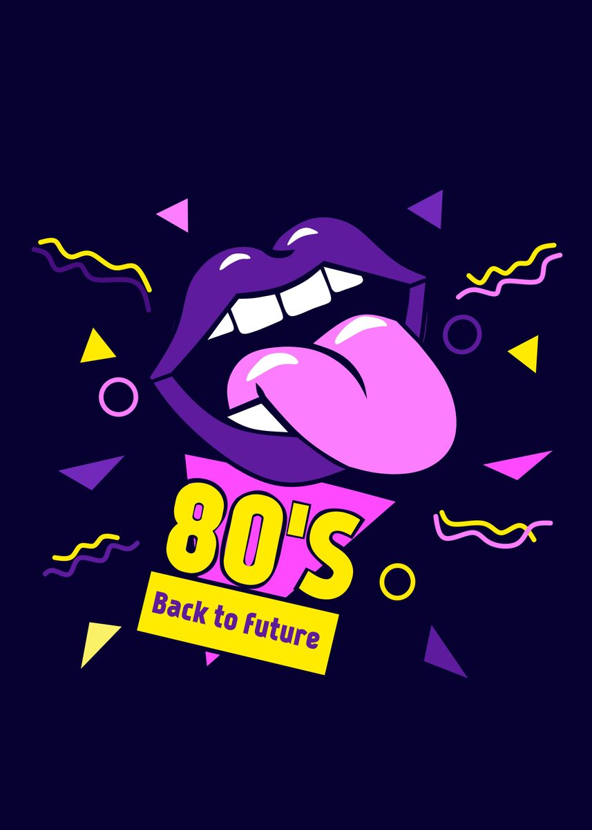 'Lip 80s retrowave' Poster, picture, metal print, paint by Fanth | Displate