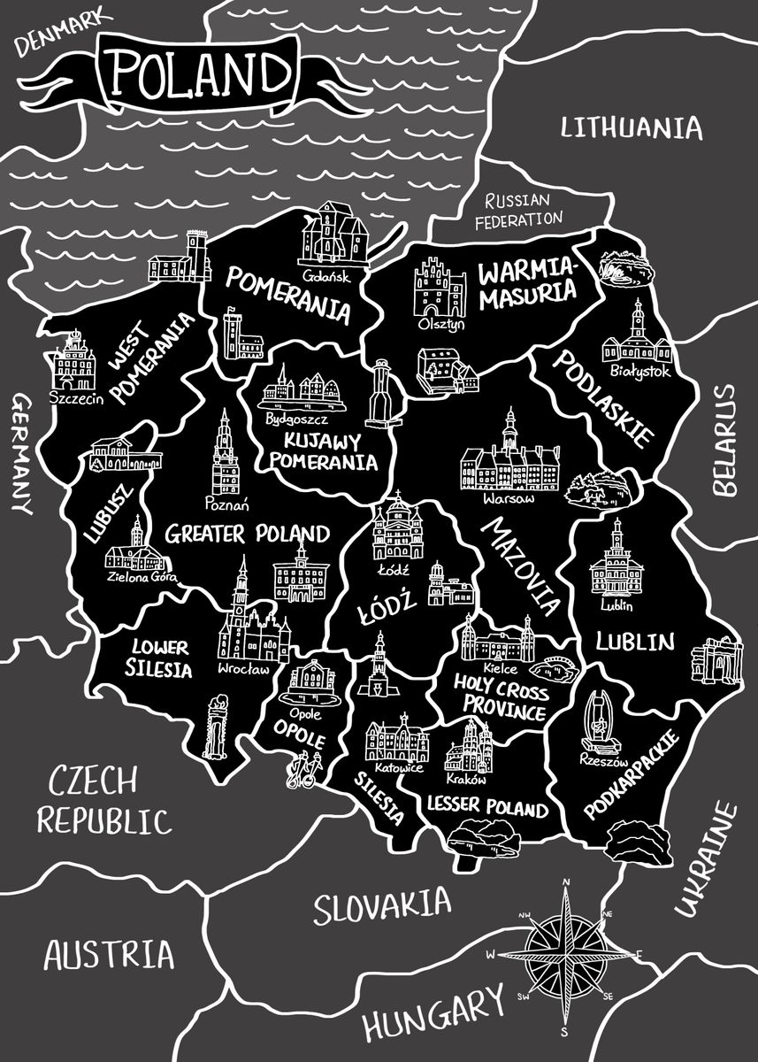 'Dark Map of Poland' Poster by Sheridan T | Displate