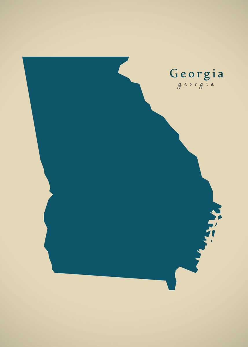 'Georgia federal state map' Poster, picture, metal print, paint by Ingo ...