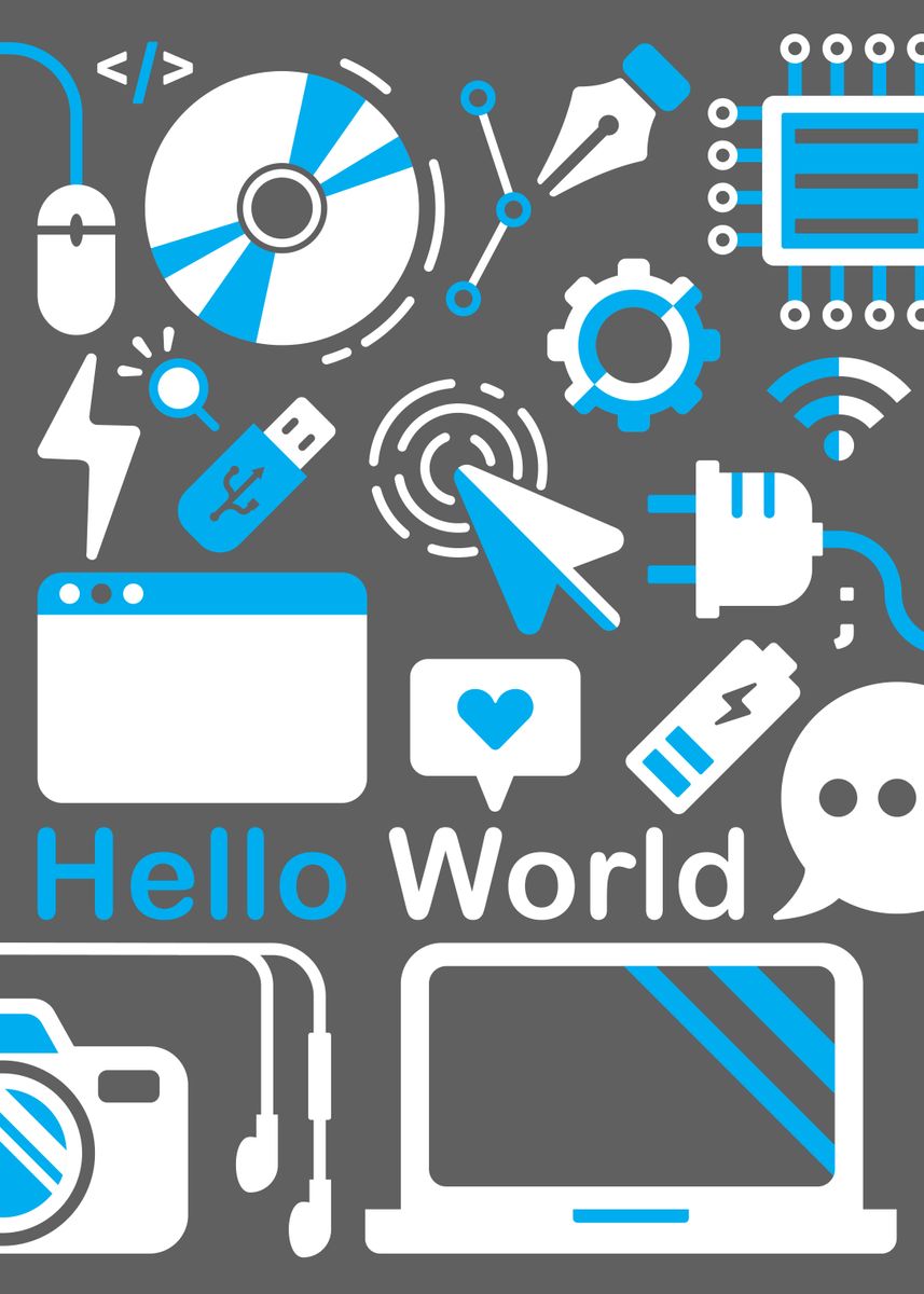 'Hello World' Poster, picture, metal print, paint by Ben Lords | Displate