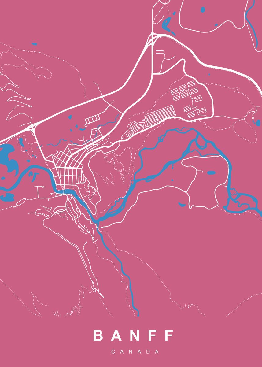 'BANFF Map CANADA' Poster, picture, metal print, paint by UrbanMaps ...