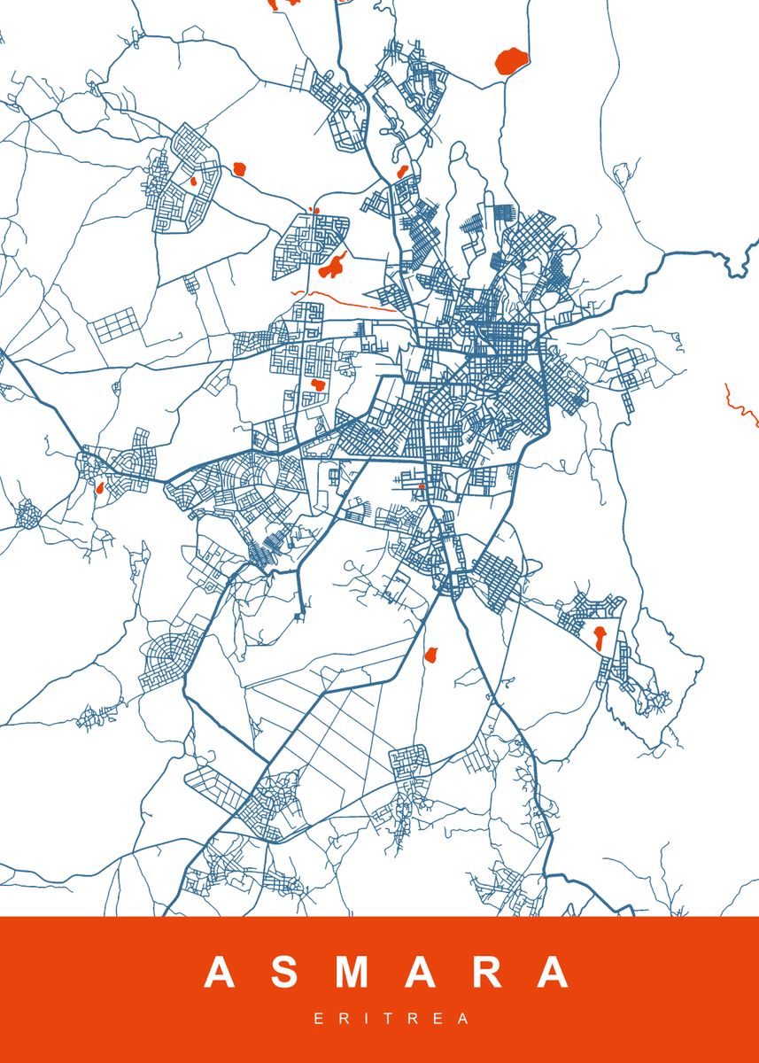 'ASMARA Map ERITREA' Poster, picture, metal print, paint by UrbanMaps ...