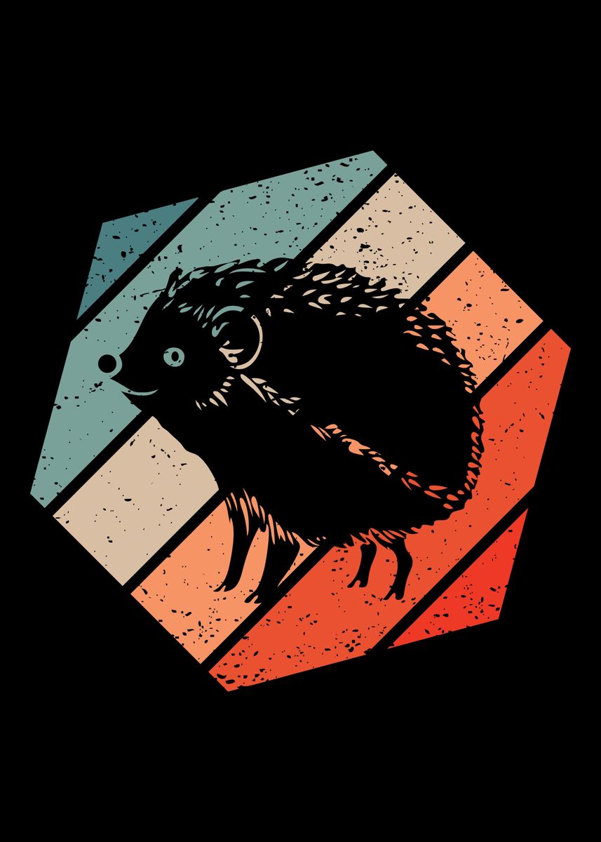 'Hedgehog Retro Vintage' Poster by royalsigns | Displate