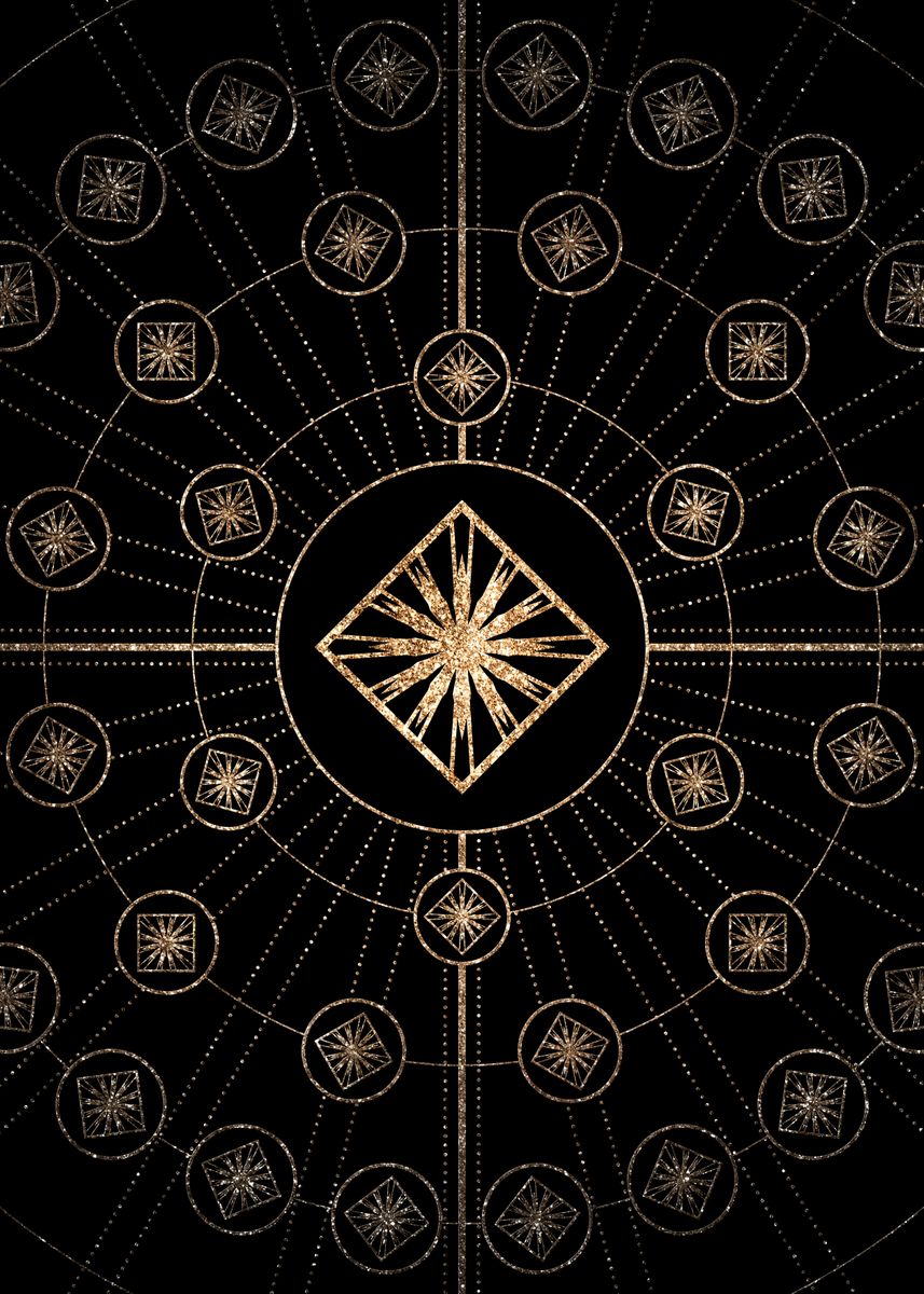 'Geometric Gold Glyph Sign ' Poster by Holy Rock Design | Displate