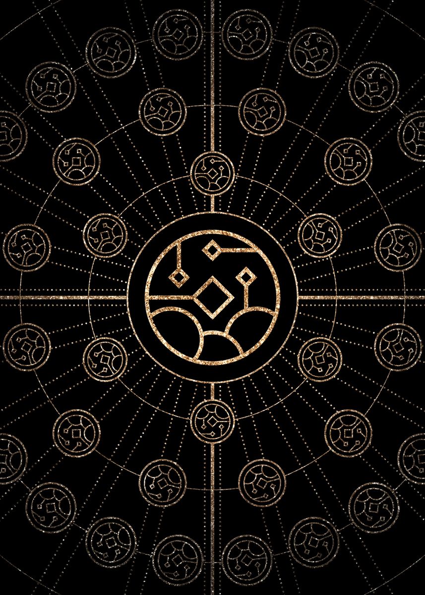 'Gold Glitter Glyph Symbol ' Poster, picture, metal print, paint by ...