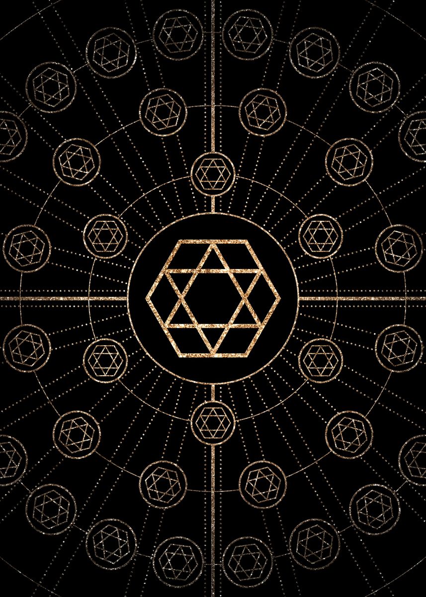 'Geometric Gold Glyph Sign ' Poster by Holy Rock Design | Displate