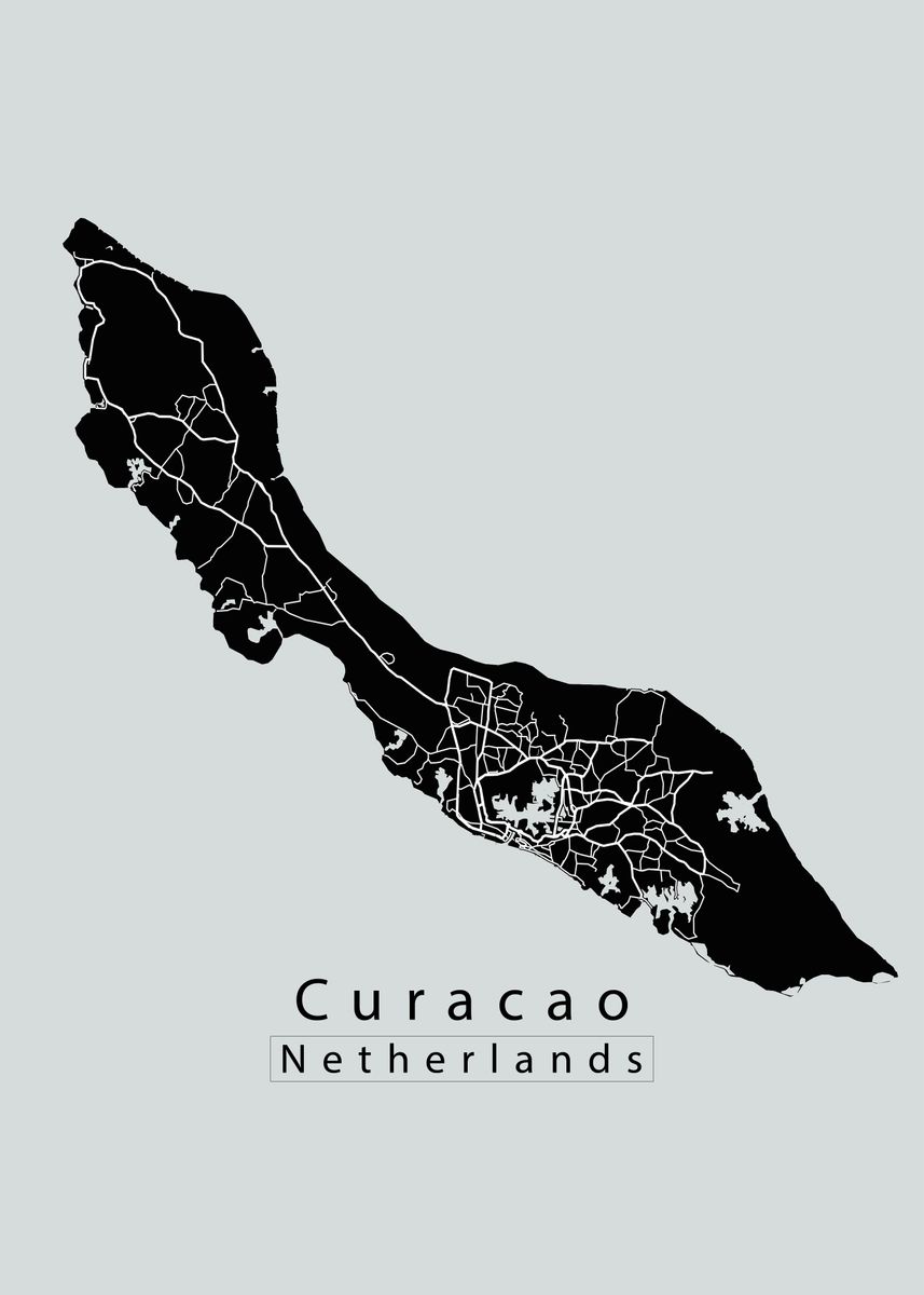 'Curacao Island Map' Poster, picture, metal print, paint by Mapique ...