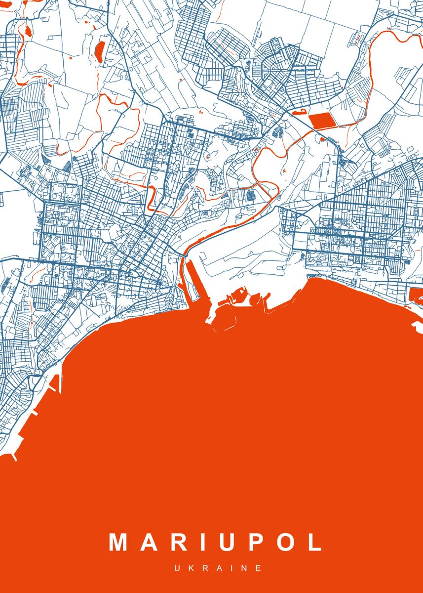 'MARIUPOL Map UKRAINE' Poster, picture, metal print, paint by UrbanMaps ...