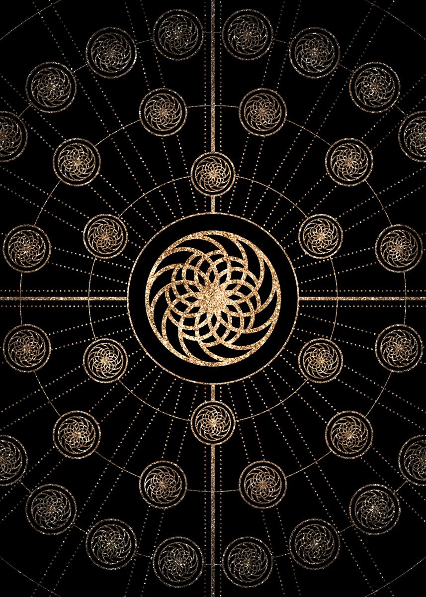 'Geometric Gold Glyph Sign ' Poster by Holy Rock Design | Displate