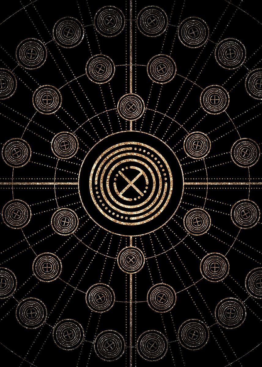 'Gold Glitter Glyph Symbol ' Poster by Holy Rock Design | Displate