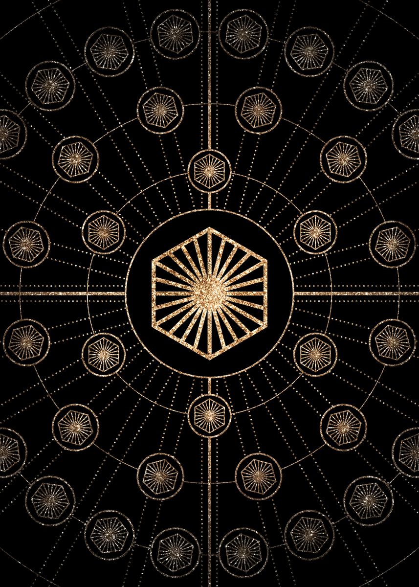 'Geometric Gold Glyph Sign ' Poster by Holy Rock Design | Displate