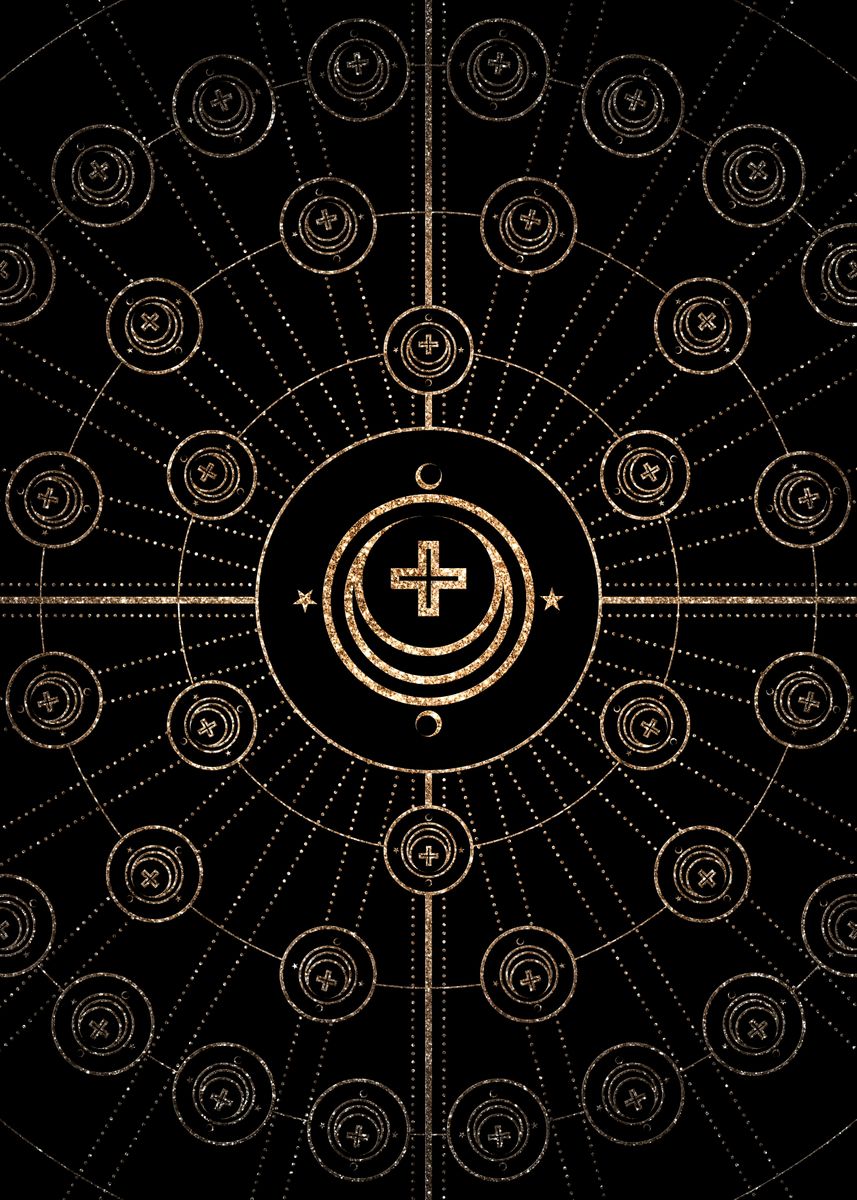 'Geometric Gold Glyph Sign ' Poster, picture, metal print, paint by ...