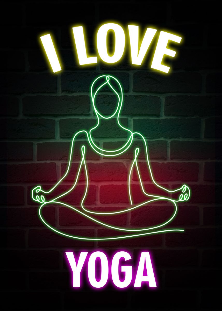 'I Love Yoga' Poster, picture, metal print, paint by Remang Remang ...
