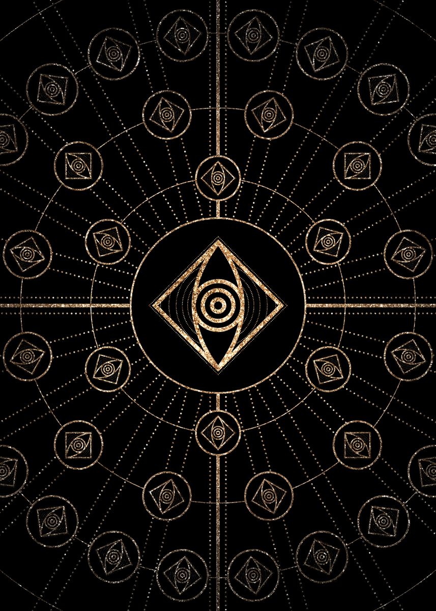 'Geometric Gold Glyph Sign ' Poster by Holy Rock Design | Displate