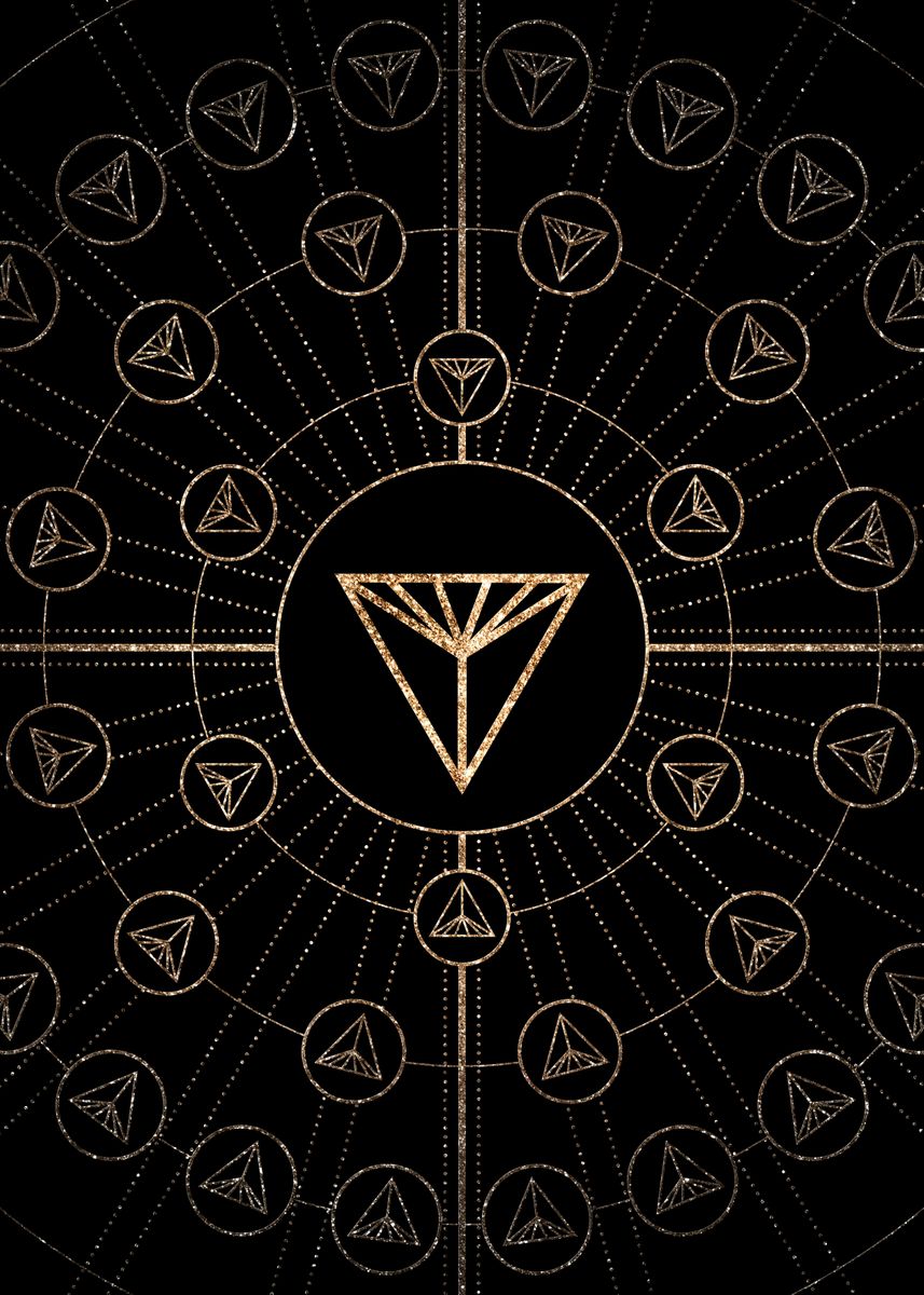 'Geometric Gold Glyph Sign ' Poster, picture, metal print, paint by ...