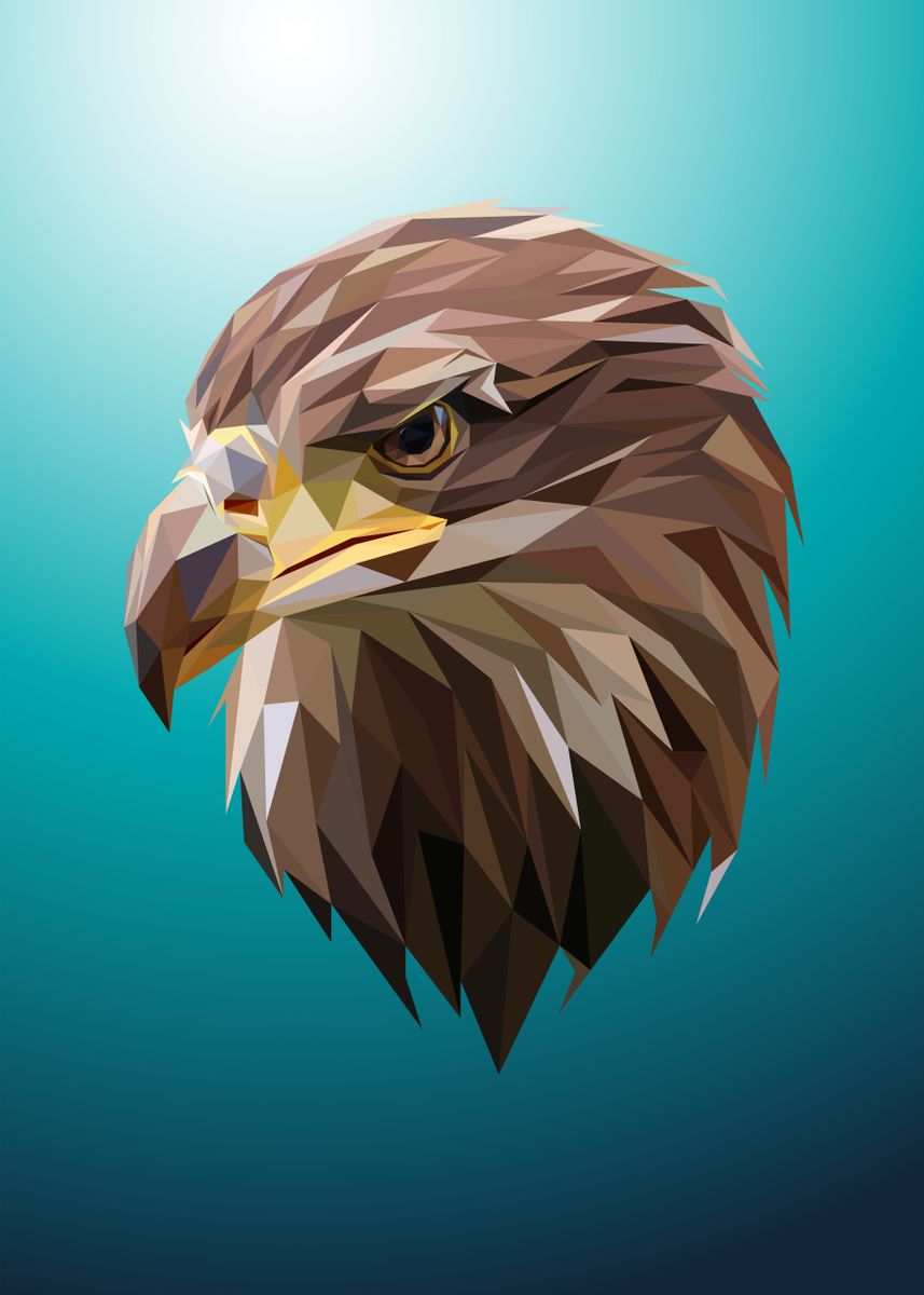 'Eagle Low Poly Art' Poster, picture, metal print, paint by Evanz ...