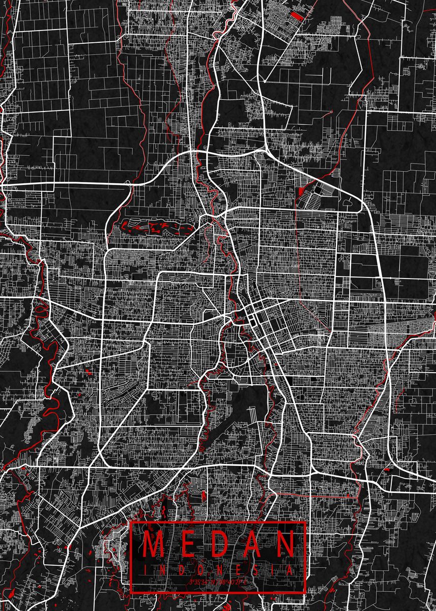 'Medan City Map Oriental' Poster, picture, metal print, paint by deMAP ...