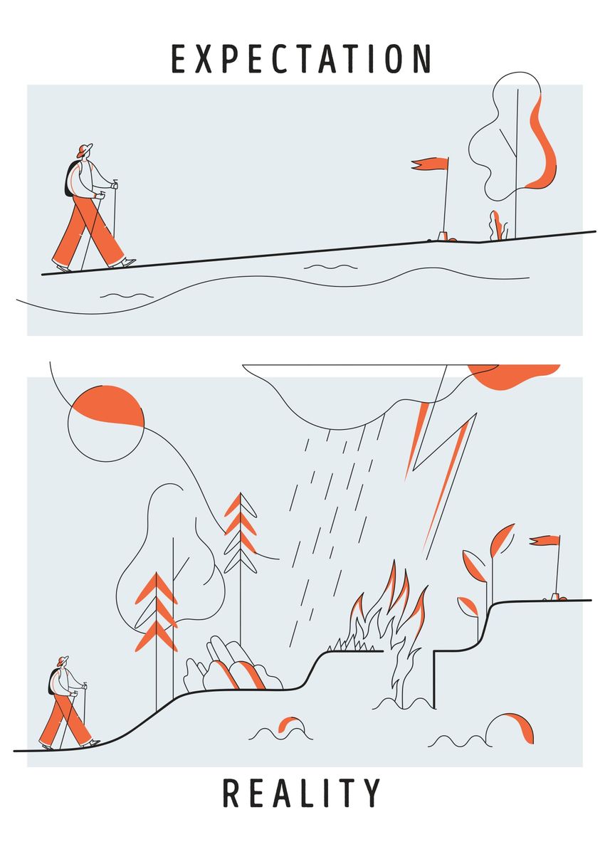 'Expectation Vs Reality' Poster by Haus and Hues | Displate