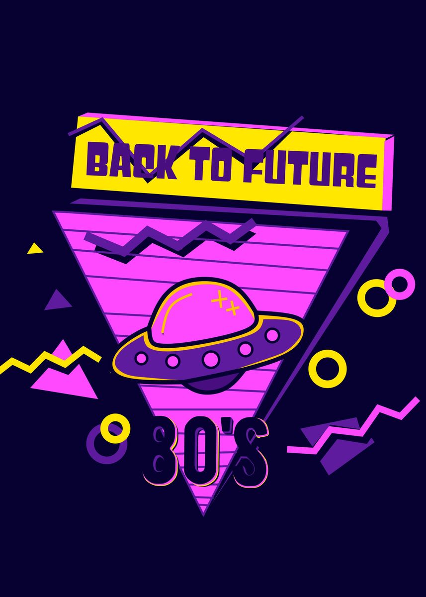 'Ufo 80s style' Poster, picture, metal print, paint by Fanth | Displate