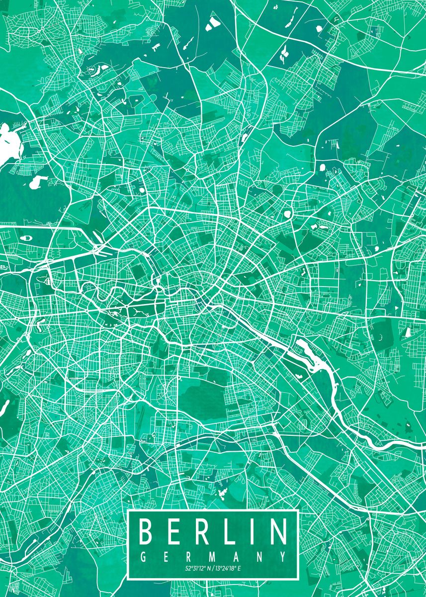 'Berlin City Map Watercolor' Poster by deMAP Studio | Displate