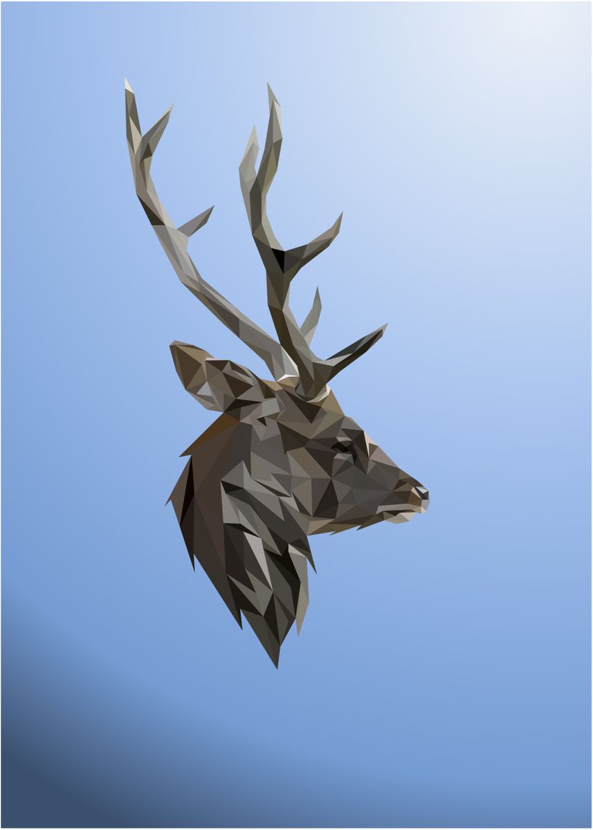 'Deer Low Poly Art' Poster, picture, metal print, paint by Evanz ...
