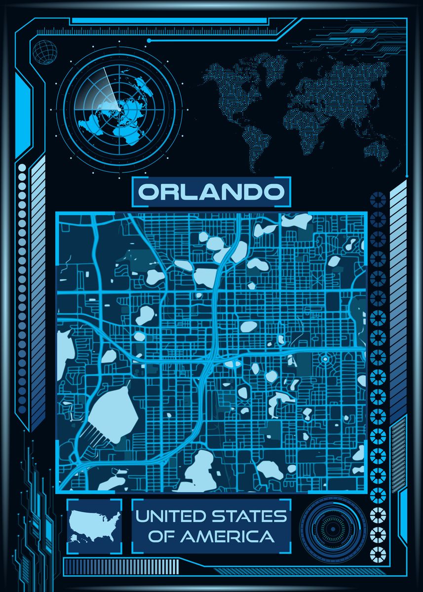 'ORLANDO MAP USA' Poster by Artistic Paradigms | Displate