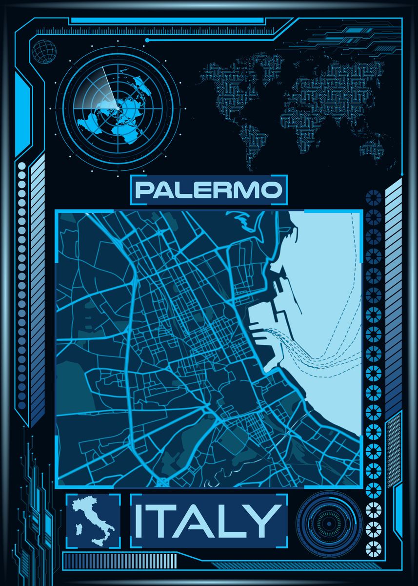'PALERMO MAP ITALY' Poster by Artistic Paradigms | Displate