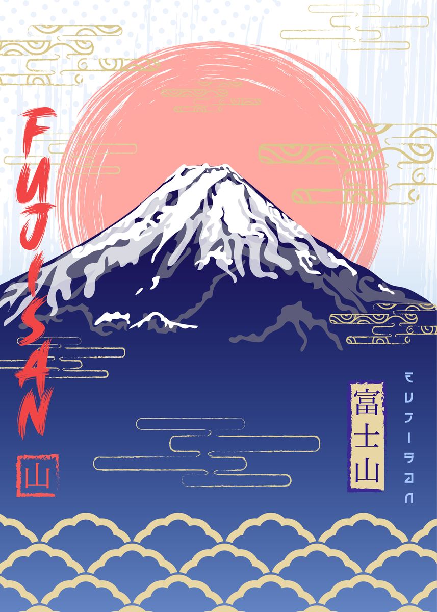 'Fujisan' Poster, picture, metal print, paint by Wimido | Displate
