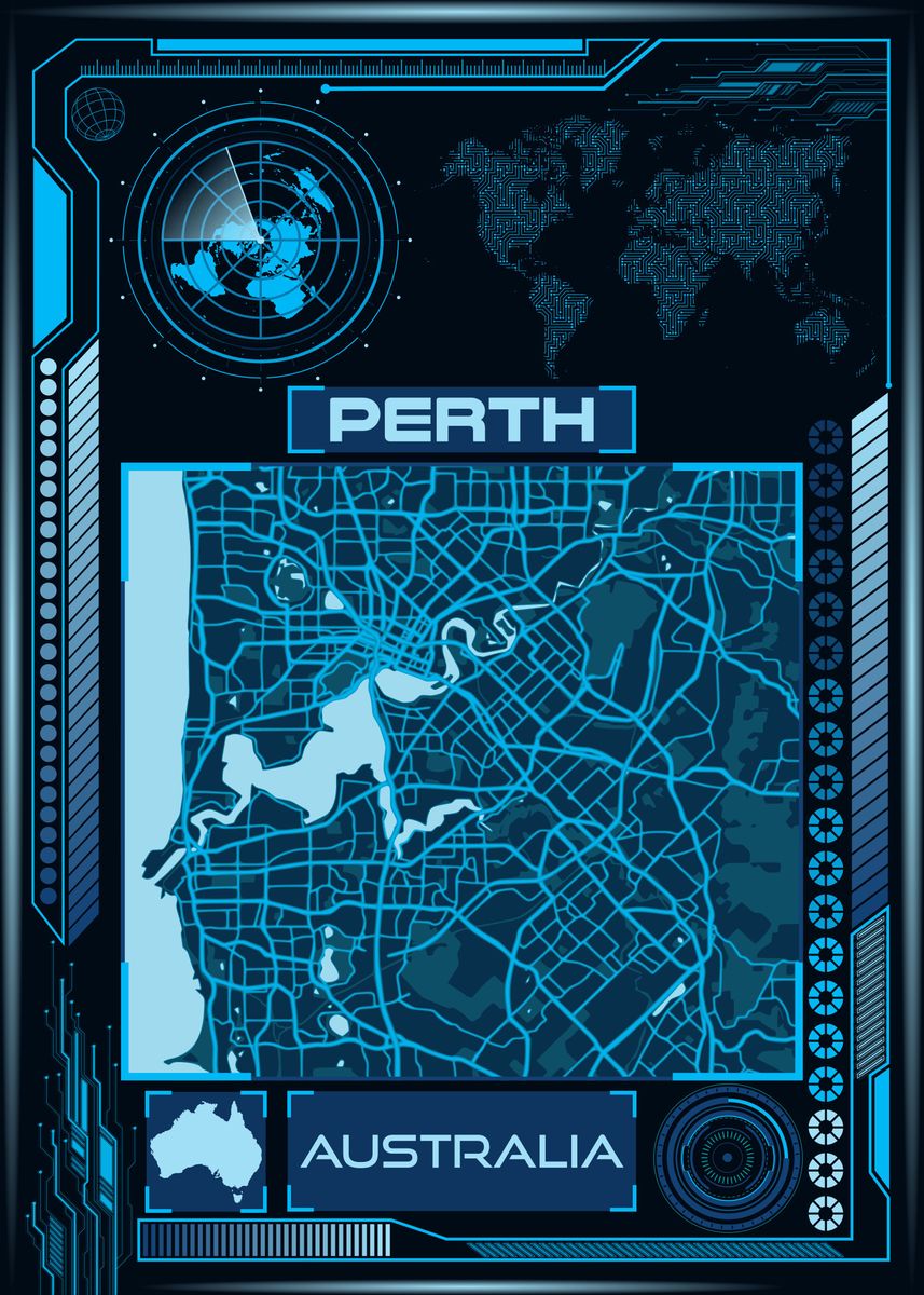 'PERTH MAP AUSTRALIA' Poster by Artistic Paradigms | Displate