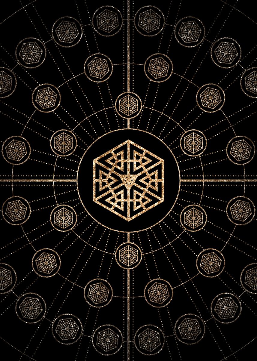 'Gold Glitter Glyph Symbol ' Poster by Holy Rock Design | Displate