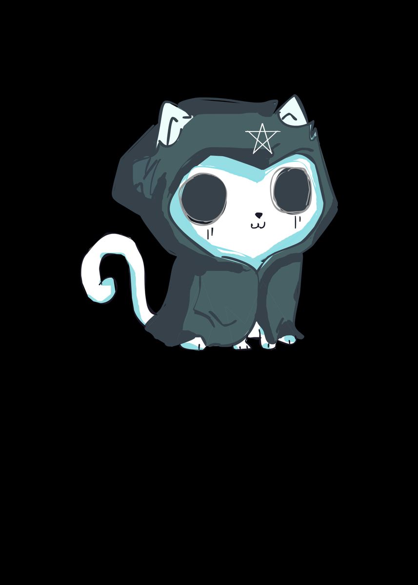 'Cat Satanic Kawaii' Poster, picture, metal print, paint by schmugo ...