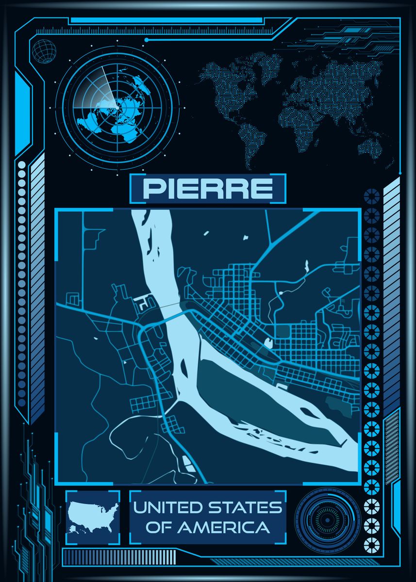 'PIERRE MAP USA' Poster by Artistic Paradigms | Displate