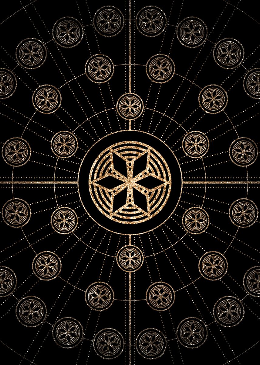 'Gold Glyph Rune Sign Seal ' Poster by Holy Rock Design | Displate