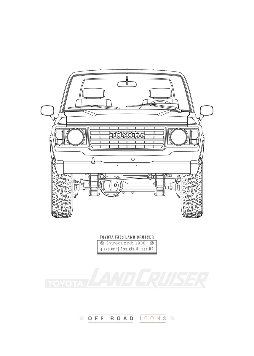 'FJ60 lines' Poster by Off Road Icons Design | Displate